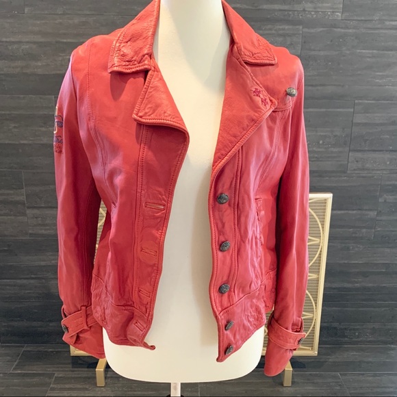 La Martina | Jackets & Coats | La Martina Red Leather Jacket | Poshmark